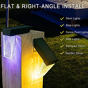 panmo Solar Deck Lights Outdoor, Solar Step Lights Waterproof Decoration for Porch Pool Fence Stair Patio Yard Garden Railings(Warm White/RGB 8 Pack)