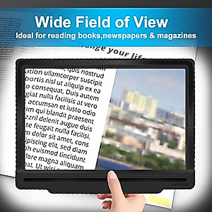 5X Magnifying Glass with Light 43 Ultra-Bright LEDs, Large Page Magnifying Glass for Reading, Lightweight Handheld Magnifier for Elderly People,Low Vision,Book Lovers
