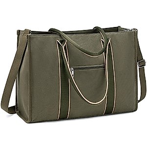 Laptop Tote Bag for Women Work 15.6 inch Canvas Shoulder Bags Computer Messenger Purse Teacher Handbag Office Briefcase