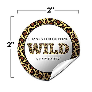 Leopard Print Themed Birthday Party Thank You Sticker Labels, 40 2" Party Circle Stickers by AmandaCreation, Great for Party Favors, Envelope Seals & Goodie Bags