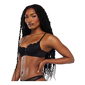 Savage X Fenty, Women's, Missy Floral Glow Lace Balconette Bra, Caviar, 34DDD