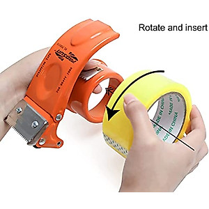 PROSUN 2 Pack Metal Packing Tape Dispenser Gun: 2-inch Wide Tape dispensers/3-Inch Inner Paper Core(2"Orange+2"Blue)