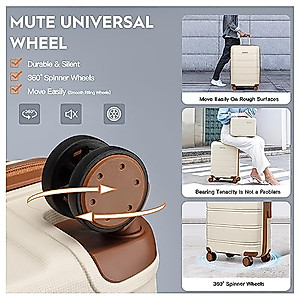 Joyway Luggage Carry-On Suitcases 20" Lightweight Polypropylene Carrying Case with TSA Lock,Rigid Luggage with Swivel Wheels,14" Cosmetic Bag & 7" Small Bag