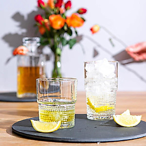 Bormioli Rocco Novecento Barware DOF Glass, Stackable, Set Of 4, 12.5 oz, Clear, Vintage Design, Made In Italy.