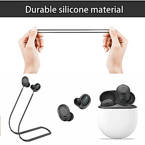 ULITIQ Compatible with Google Pixel Buds Pro Strap, Sports Silicone Pixel Buds Pro Earbuds Lanyard, Anti Lost Straps Accessories, Anti-Lost Neck Rope Cord Soft, Running Holder Connector, (Black)