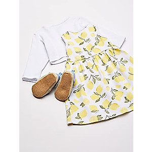 Hudson Baby baby girls Cotton Dress, Cardigan Shoe Set infant and toddler sweaters, Lemon, 12-18 Months US