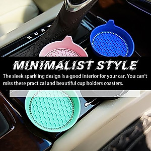 zipelo Bling Car Cup Coaster, 4 Pack Universal Vehicle Anti-Slip Cup Holder Insert Coasters, Crystal Rhinestone Silicone Shockproof Drink Mat, Car Interior Accessories Gift for Women Girls (Black)