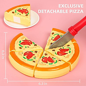 Shimirth 67Pc Pretend Play Food Sets for Kids Kitchen, Pizza Toy Food & Cutting Fake Food - Fruits & Vegetables, Play Kitchen Toys Accessories, Pretend Food Toys for Toddlers Boys Girls Birthday Gift