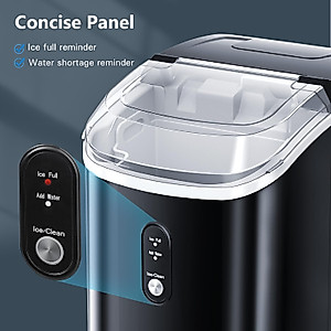 R.W.FLAME Portable Nugget Ice Maker Countertop, Pebble/Pellet Ice Maker Machine with Auto Self-Cleaning,11000Pcs/34Lbs/24Hrs, Ice Scoop and Basket,Ice Machine for Home Office Bar Party,Black