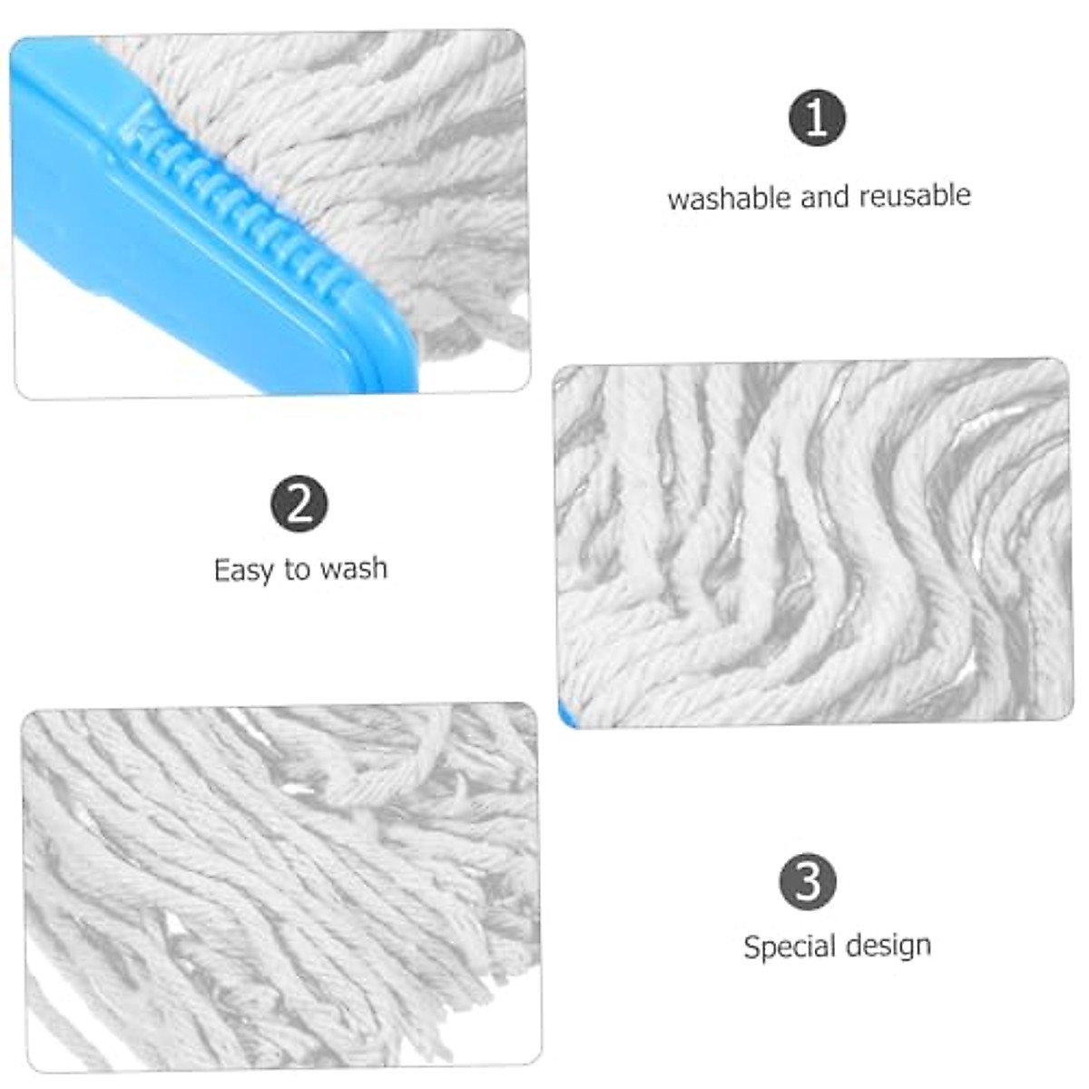 KOMBIUDA Replaceable Mop Head Cleaning Mop Head Mop Refill Vintage Mop Water Absorption Mop Commercial Mop Heads Mop Head Refill Mop Replacement Parts Industrial Mop Heads Mop Pads Plastic