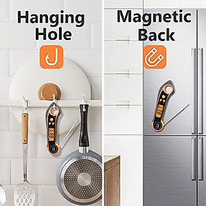 Instant Read Meat Thermometer for Cooking, Fast & Precise Waterproof Digital Food Thermometer with Magnet, Backlight, Calibration and Foldable Probe for Deep Frying, Grill