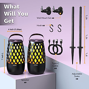 IXTECH Outdoor Bluetooth Speakers, Waterproof Portable Bluetooth Speaker Wireless with Lights, Outdoor Gifts for Dads Mom, Multi-Sync Wireless Connection, Lantern Speakers Mountable, 2 Pack