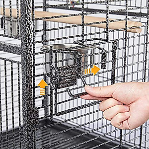 Yaheetech 69-inch Wrought Iron Rolling Large Parrot Bird Cage for African Grey Small Quaker Amazon Parrot Cockatiel Sun Parakeet Green Cheek Conure Dove Lovebird Budgie Play Top Bird Cage with Stand