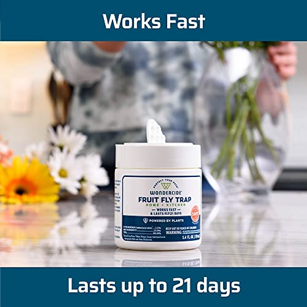 Wondercide - Fruit Fly Trap for Kitchen, Home, and Indoor Areas - Fruit Fly Killer - Pet and People Safe - Made in USA & Plant Based - 5.4 oz - 2 Pack