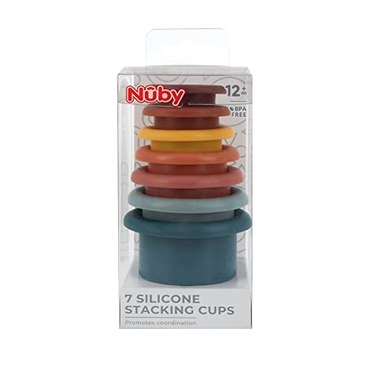 Nuby Stacking Soft Silicone Cups Interactive Toy, Promotes Coordination, Seven Piece