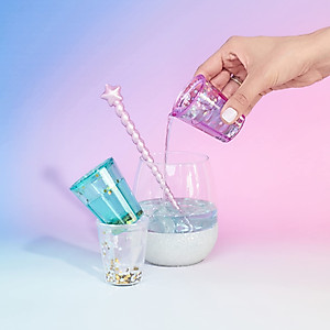 Blush Mermaid Glitter Shot Glasses, Sparkly Party Supplies For Cocktails, Stackable Shooters, 1.5 Oz, Set Of 3, Multicolor