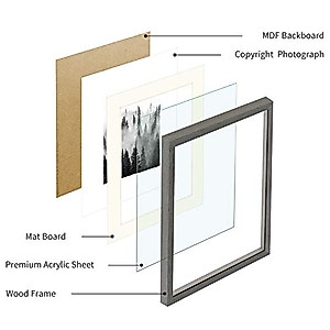 SunFlax Natural Landscape Framed Wall Art - Mysterious Forest and Wildlife Animal Pictures Wall Art Sets with Black Wooden Frames for Bathroom, Living Room, Bedroom, Office