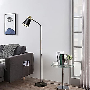 Floor Lamp, Industrial Floor Lamps for Living Rooms & Bedrooms - Rustic Farmhouse Reading Lamp - Standing, Adjustable Metal Heads Indoor Task Lighting for Living Room Bedroom Office Home Décor (Black)