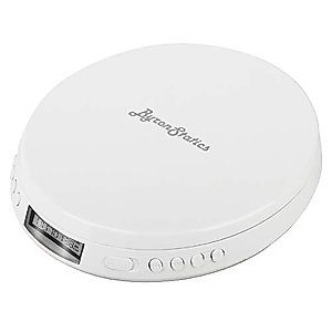 ByronStatics Portable CD Player, Personal Compact Disc Player with Anti-Skip/Anti-Shock, Headphone Jack & Large LCD Display for Car Use and Home Travel, not Rechargeable, Use AA Batteries White