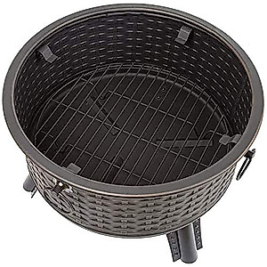 LEAYAN Garden Fire Pit Grill Bowl Grill Barbecue Rack Fire Pit,BBQ Grill Outdoor Fire Pit Round Steel Wood Burning with Spark Screen and Fire Poker for Backyard Patio Camping Deck