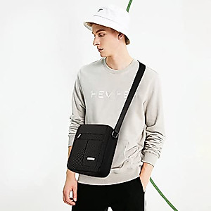 KL928 Men's Messenger Bag - Crossbody Shoulder Bags Travel Bag Man Purse Casual Sling Pack for Work Business (1401-2-Black)