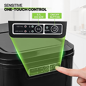Magshion Ice Maker Countertop with Self-Cleaning, 26lbs/24H, Bullet-Shaped Ice (2 Sizes), Digital Display & Timer, 1.8lbs Ice Storage Capacity, Ice Cube Maker Machine for Home & Kitchen (Black)