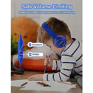 ZIUMIER Kids Headphones Wired, Headphones for Kids with Microphone for Boys Girls, 85dB/ 94dB Volume Limited, Foldable Toddler Headphones for School Airplane Travel,iPad, Fire Tablet, Kindle