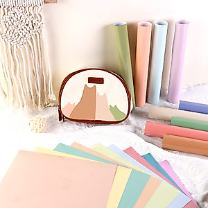 Tintnut Boho Color Heat Transfer Vinyl - 18 Sheets 12 X10 Inche Neutral Tone Brown HTV Vinyl Aqua Iron On Vinyl Beige/Brown/Tan/Light Lilac HTV for T-Shirts Compatible with Silhoutte Cameo