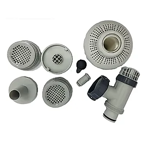 Intex 26005E Above Ground Swimming Pool Inlet Air Water Jet Part Kit with Plunger Valve, Strainer Connector, Jet Nozzle, Strainer Grid & More