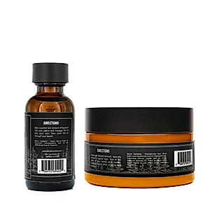 Live Bearded Beard Oil and Beard Butter Grooming Kit - 1880 - All-Natural Ingredients with Shea Butter, Argan Oil, Jojoba Oil and More - Beard Growth Support - Made in the USA