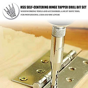 Self Centering Drill Bit Set, 4 PCS HSS Self-Centering Hinge Tapper Core Drill Bit Set, Woodworking Tools and Accessories 5/64", 7/64", 9/64", 11/64"
