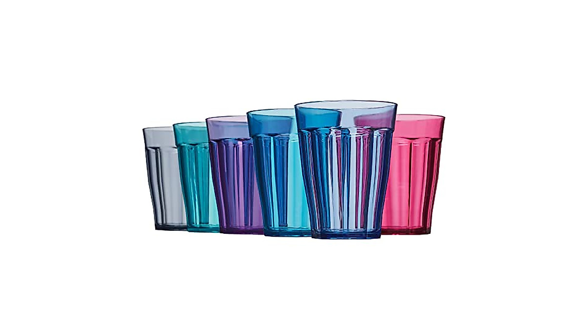 Colorful Stackable Kids Drinking Glasses - 12 oz Pack of 6