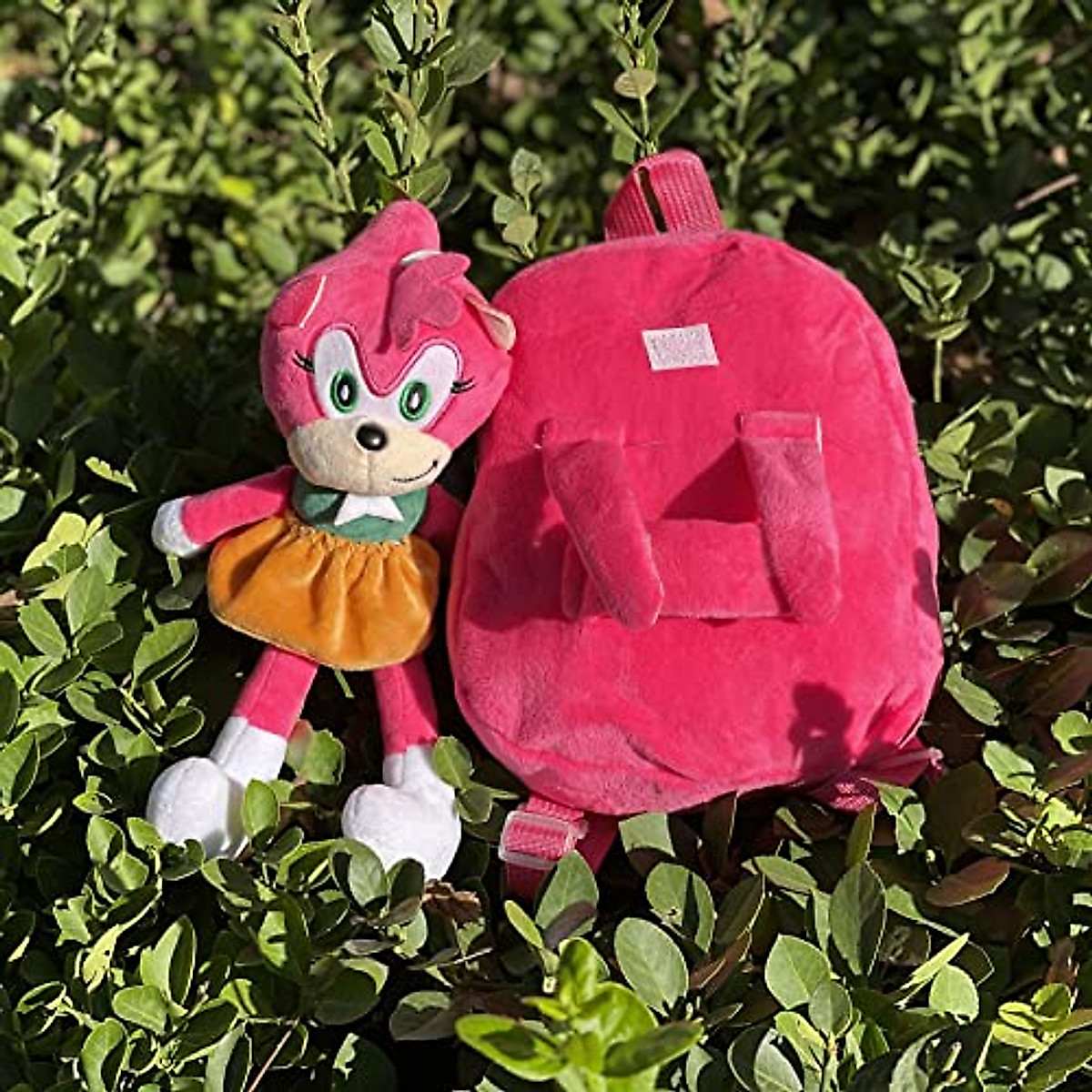 GDFENDU Anime Hedgehog Knuckles Tail Shadow Plush Backpack with Keychain,10in Kawaii Cartoon Bookbag (Knuckles)