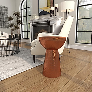 Deco 79 Metal End Accent, Side Table 14" x 14" x 20", Copper
