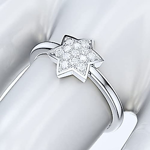 PRSTANI Real 10K White Gold Five-Pointed Star Top Full of Simulated Diamonds Engagement Ring Promise Ring (6)