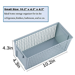 Awekris Plastic Storage Baskets, 6 Pack Small Pantry Organizer Bins Sturdy Storage Box Baskets for Home, Fridge, Freezer Organizer