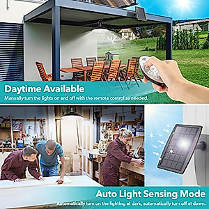 AGPTEK Solar Pendant Lights Outdoor Indoor, Dual Head Solar Shed Lights IP65 Waterproof Solar Lamp Indoor Solar Lights with Remote for Shed, Gazebo, Home, Patio, Barn, Chicken Coop, Porch, Garage