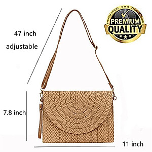 Straw Bag Straw Shoulder Bag Straw Clutch Straw Crossbody Bag Casual Beach Straw Handmade Bag for Women Envelope Purse Wallet