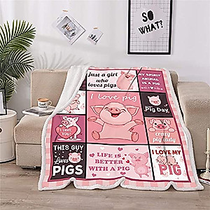 Juirnost Pig Blanket Pig Gifts for Pig Lovers Pigs in a Blanket Pig Blankets for Kids Just a Girl Like Pig Throw Blanket for Couch Bed Sofa 50"x60" Soft Cozy Piggy Blanket Ideal Gifts for Birthday