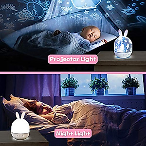 Night Light for Kids,Rotating Starry Night Light Projector with Remote Control,6 Films,USB Rechargeable,Soothe Musics,Bedside Lamp Nursery Light for Baby,Boys,Girls Birthday,Christmas Gift (White)