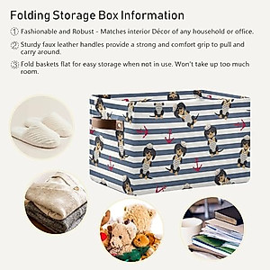 Dachshund Puppy Storage Basket Bins Decorative Toy Laundry Basket Organization with Handles for Home Boys Girls Office Closet Shelf Nursery Baskets,2 pcs
