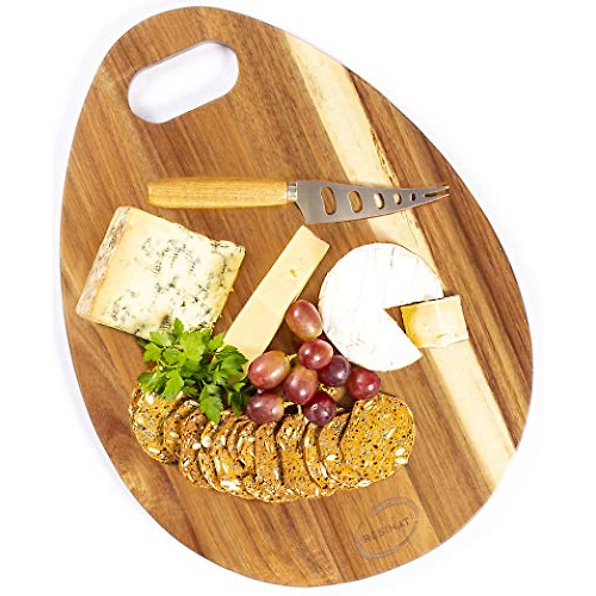 Large 16" x 12" Acacia Wood Charcuterie Board,Cheese Board and Knife Set in Gift box.Serving Platter,Grazing plate, reversible, Cutting Board, kitchen decor