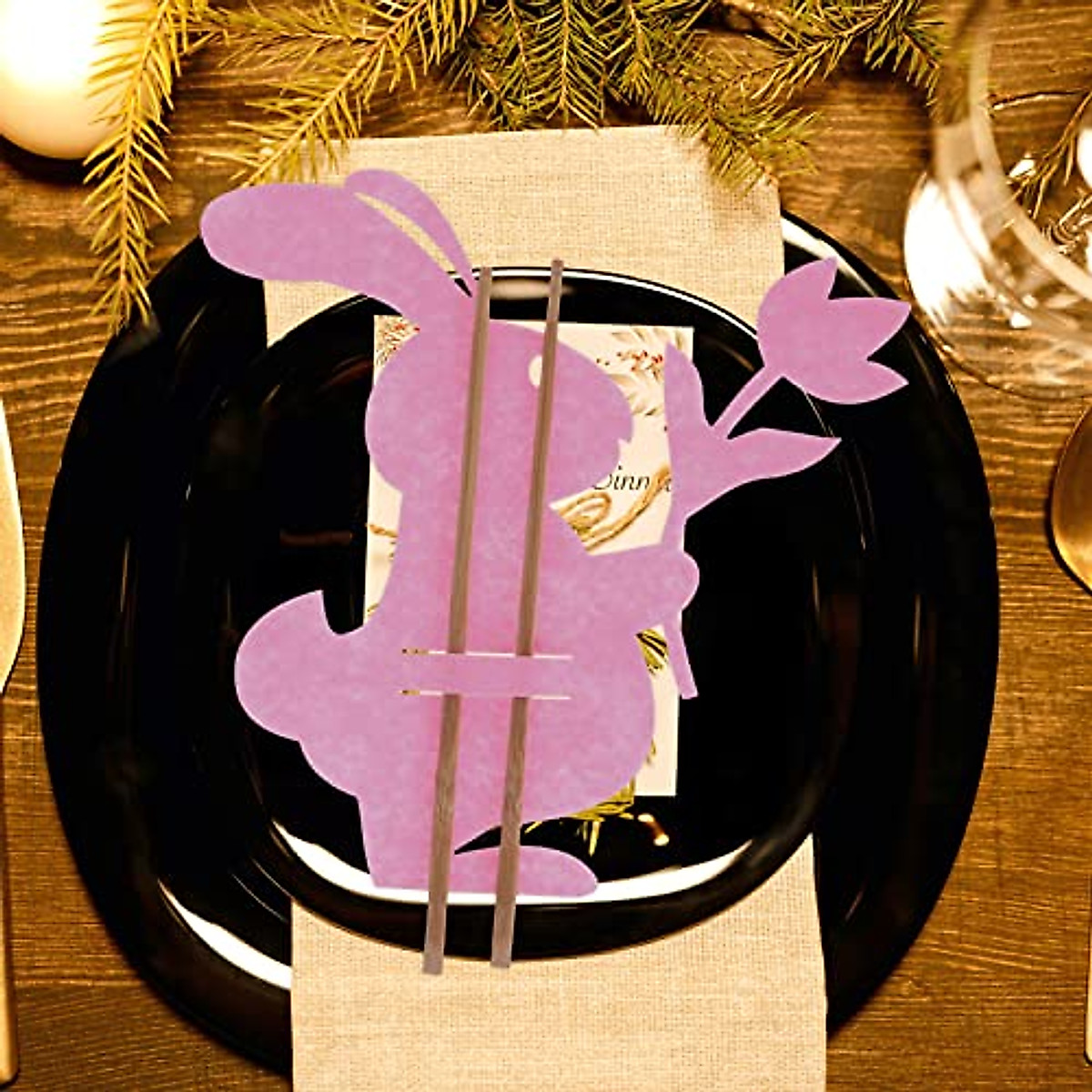 ABOOFAN 8pcs Easter Bunny Utensil Cutlery Holder Pouch Bags Rabbit Silverware Sleeve Fork Spoon Pocket Easter Table Decoration for Holiday Spring Easter Party Favor Pink