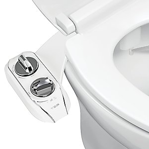 LUXE Bidet NEO 120 Plus - Only Patented Bidet Attachment for Toilet Seat, Innovative Hinges to Clean, Slide-in Easy Install, Advanced 360° Self-Clean, Single Nozzle, Rear Wash (Chrome)
