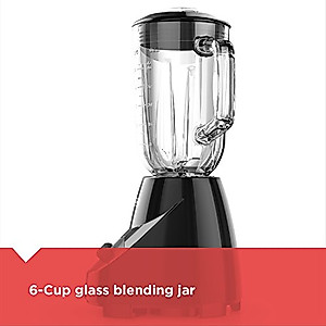 BLACK+DECKER Countertop Blender with 5-Cup Glass Jar, 10-Speed Settings, Black, BL2010BG