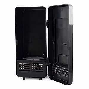 ThreeH New Mini Red USB Fridge Cooler Beverage Drink Cans Cooler/Warmer Refrigerator for Laptop PC Computer Black H-UF05Black