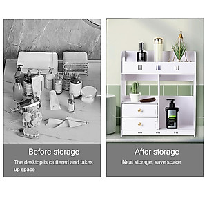 Hesitroad Modern Bathroom Cabinet, Wall Mount Hollow Flower Carved Toilet Storage Shelf Medicine Floor Cabinets Punching Free Cosmetics Organizer for Toilet Kitchen Living Room White