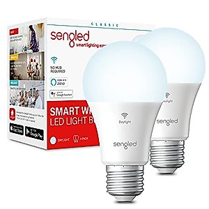 Sengled Smart Light Bulbs, WiFi Light Bulbs, Alexa Light Bulb, Smart Bulbs that Work with Alexa & Google Assistant, A19 Daylight (5000K) No Hub Required, 800LM 60W Equivalent High CRI>90, 2 Pack