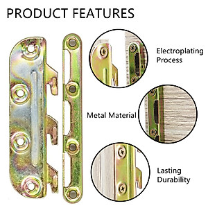 RHBLME 8 Set Surface Mounted Bed Rail Brackets, 5 Inch Heavy Duty Bed Frame Hardware for Wood Bed Frame Headboards Footboards Wooden Cabinet (Screws Included)