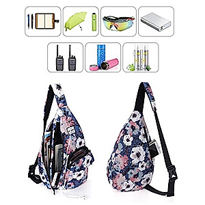 HAWEE Floral Sling Bag for Women Crossbody Backpack Water-repellent Fabric Lightweight Carrry Purse, Retro Camelllia